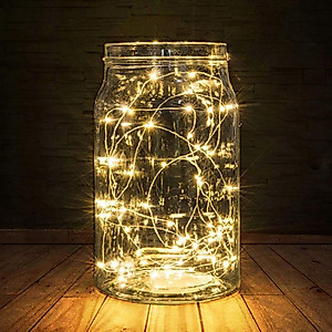 BXROIU 2 x 20LEDs Fairy Lights Battery Operated, Silver Wire 2 Mode Chains String Lights for Bedroom Christmas Party Decoration (warm white, 6.6)