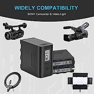 KUNLUN 2-Pack NP-F970 Battery Replacement for Sony NP-F Battery NP-F970 NP-F975 NP-F980 NP-F960 NP-F770 NP-F750 NP-F550 and Sony Handycam Camcorders, LCD Display, Pack with Micro USB Cable