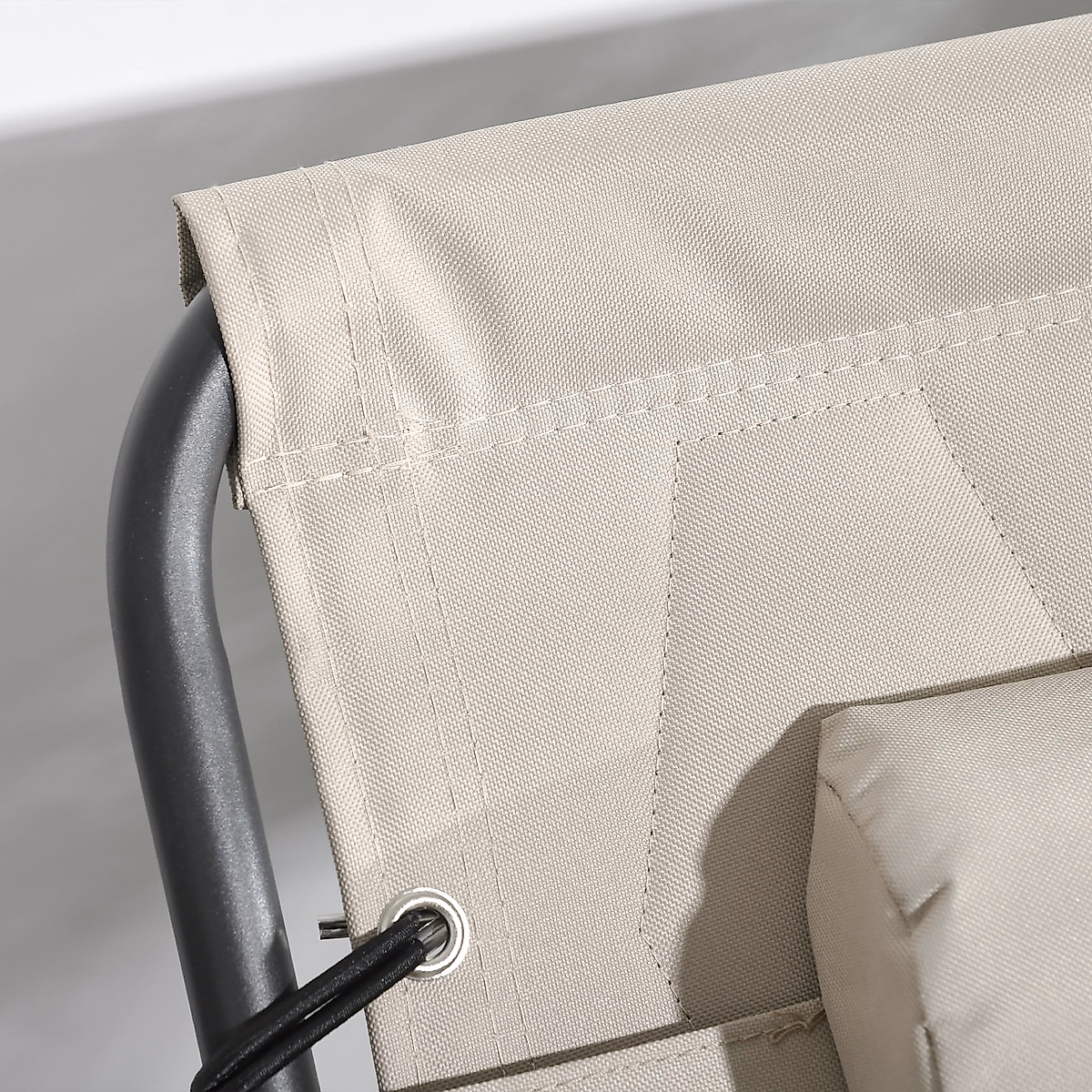 Outsunny Folding Chaise Lounge Set of 2 with 5-Level Reclining Back, Outdoor Lounge Tanning Chair with Padded Seat, Side Pocket & Headrest for Beach, Yard, Patio, Khaki