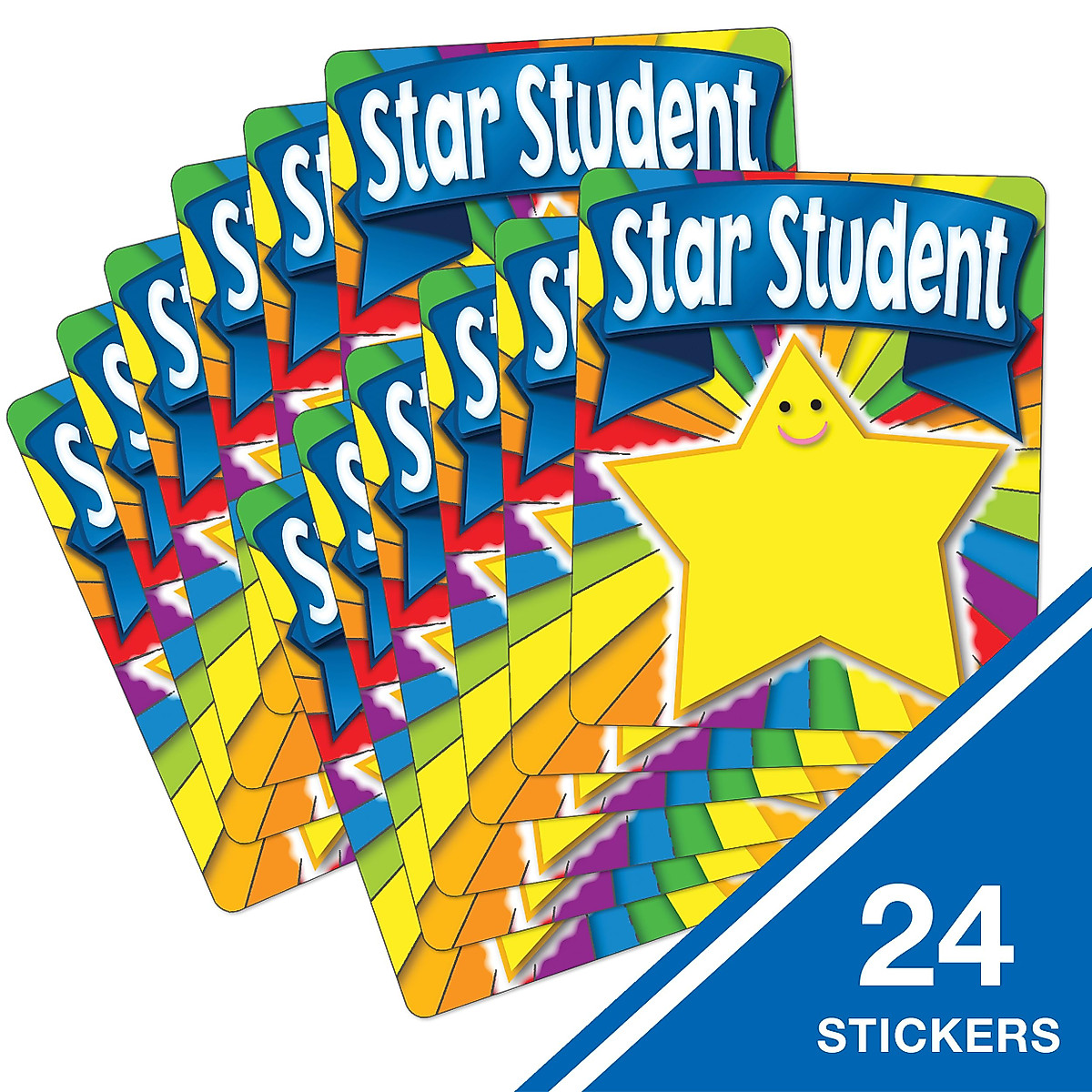 Carson Dellosa 24 Rainbow Star Stickers for Kids, 6 Sheets of Incentives with Positive Affirmations for Prizes, Reward Chart, School Supplies for Teachers, Classroom Must Haves