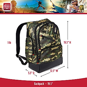 FUL Refugee Laptop Backpack, Padded Computer Bag For Commute or Travel, 1680 Denier, 15 Inch Laptop Sleeve, Black