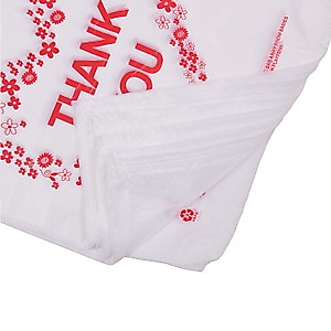 LazyMe Thank you T Shirt Bags, Bolsas De Plastico Para Negocio, White Plastic Grocery Bags with Handles, Standard Supermarket Size, 12 x 20 Inches (50 pcs)