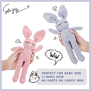 Moni's Choice Easter Baby Stuffed Animal Bunny Rabbit Handmade Plush Easter Stuffed Animal Knitted Doll Baby Sleep Toy Newborn Gift Handmade(Grey)