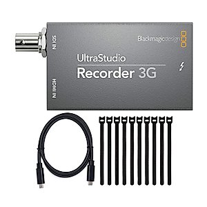 Blackmagic Design UltraStudio Recorder 3G Capture Device Bundle with Thunderbolt 3 (40 Gbps) USB-C Cable (100W, 0.5m) and 6-Inch Fastening Cable Ties (10-Pack) (3 Items)