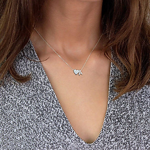 Glimmerst Heart Initial Necklace for Women Stainless Steel Tiny Heart Letter A Necklace Personalized Name Necklace