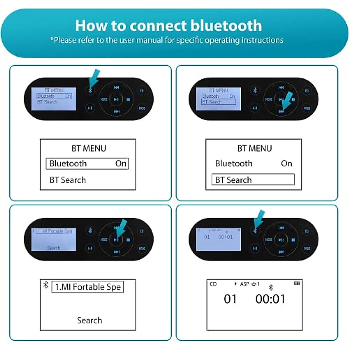CD Player Portable, DESOBRY Bluetooth CD Player with Speakers, Portable CD Player for Car and Home, 2000mAh Rechargeable CD Player with LCD Screen Bluetooth Visibility and Headphone