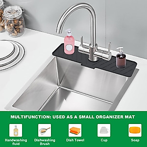 Kitchen Sink Splash Guard,18 Inch Silicone Sink Faucet Drip Tray, Faucet Splash Guard, Splash Guard Behind Faucet for for Bar Prep Sink, Kitchen, Bathroom, Laundry Room, Farmhouse(Black)