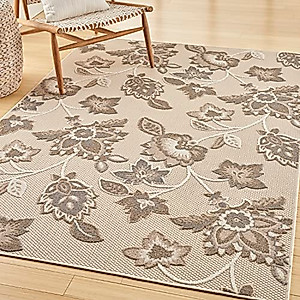 Nourison Aloha Indoor/Outdoor Beige 3'6" x 5'6" Area -Rug, Easy -Cleaning, Non Shedding, Bed Room, Living Room, Dining Room, Deck, Backyard, Patio, High Traffic (4x6)