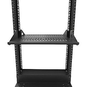 Jingchengmei 2U Cantilever Server Shelf Rack Mount-19 Inch 2 Piece Set Center Weighted for AV/Data Equipment Enclosure (2U2PC10V, black)