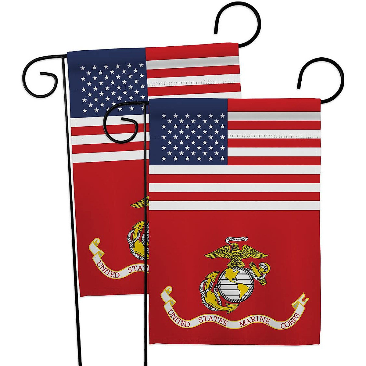 Americana Home & Garden US Marine Corps Garden Flag 2pcs Pack Armed Forces USMC Semper Fi United State American Military Veteran Retire Official House Banner Small Yard Gift Double-Sided, Made in USA