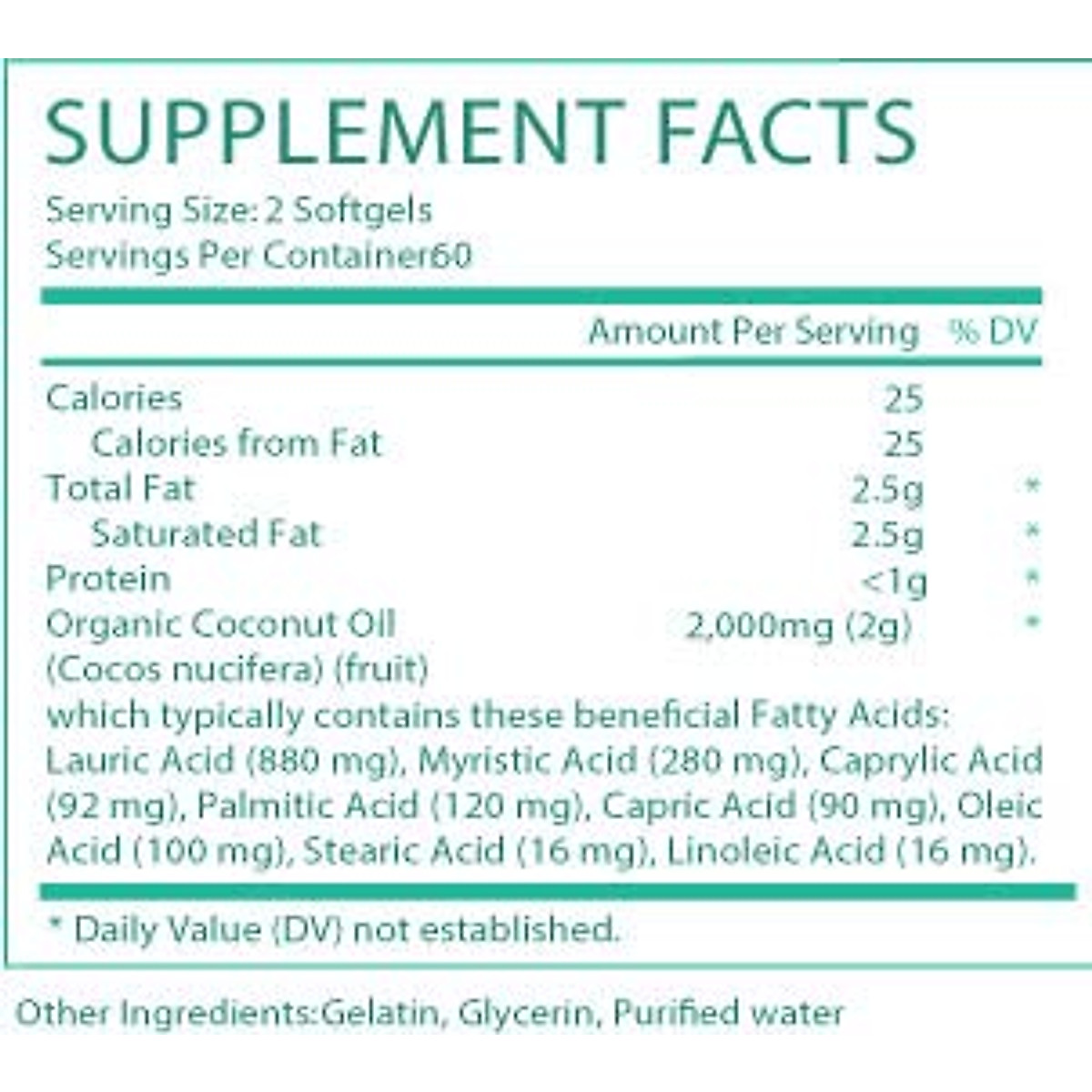 Natures Wellness Organic Coconut Oil 2000mg - Healthy Skin, Nails, Hair Growth – Extra Virgin, Cold Pressed, Unrefined Non GMO - Rich in MCT MCFA - Support Brain Function