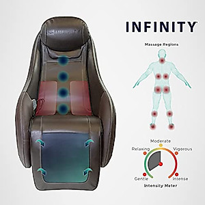 Infinity Riage CS, Compact Shiatsu Massage Chair, Featuring Zero-Gravity Recliner, Lumbar Heat, and Four-Node Massage Robot, Tapping, Kneading, Roller-Massaging Techniques (Brown)
