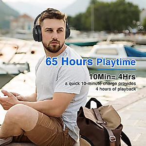 Uliptz Wireless Bluetooth Headphones, 65H Playtime, 3 EQ Sound Modes, HiFi Stereo Over Ear Headphones with Microphone, Foldable Lightweight Bluetooth 5.2 Headphones for Travel/Office/Cellphone/TV/PC