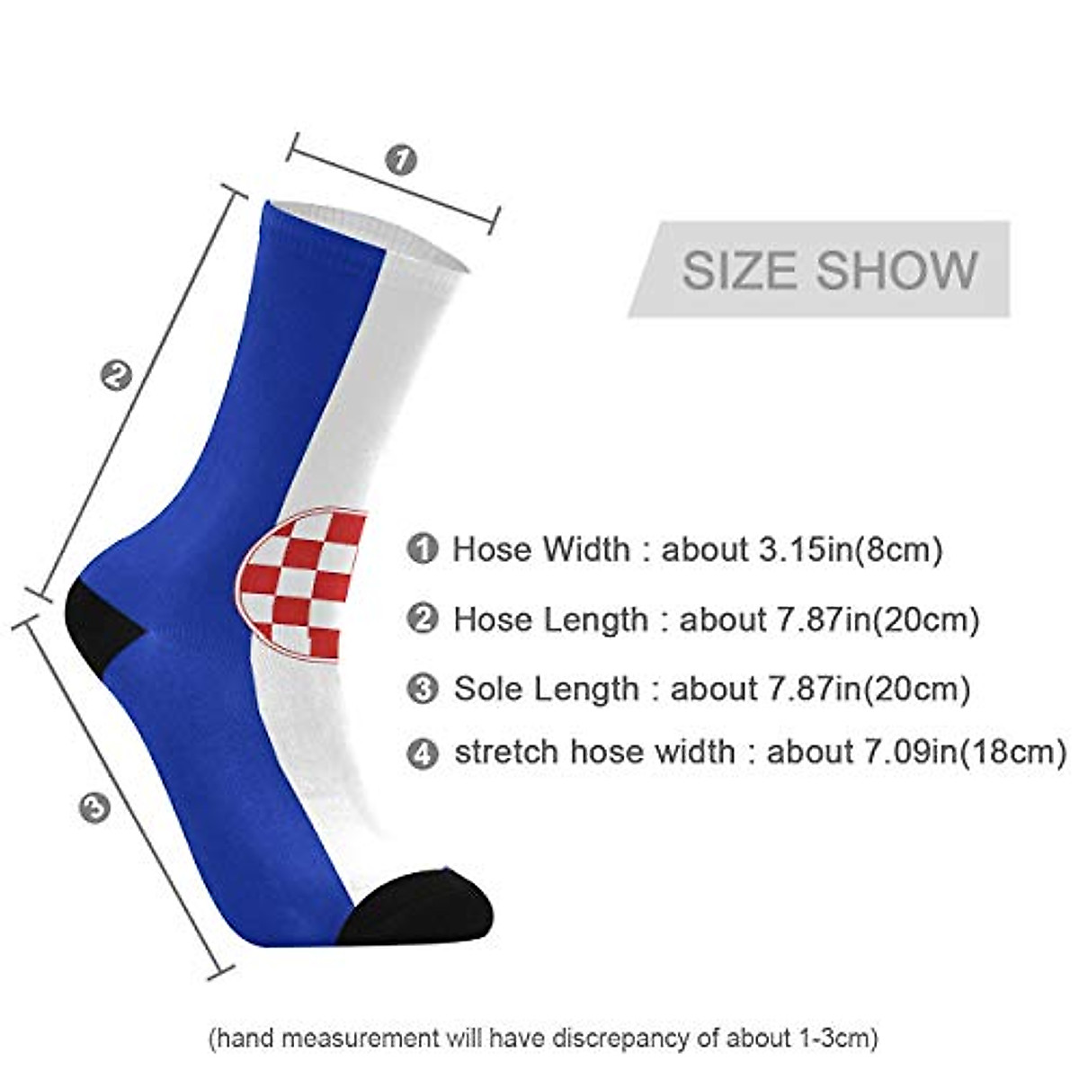 Croatia Flag Crew Socks for Men and Women 1 pair