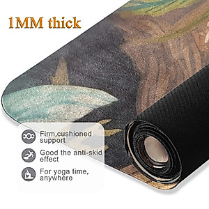 GOODOLD Funny Sloth Yoga Mat, 71 x 26 Inch Non-slip Yoga Mats Folding Travel Exercise Mat Indoor Outdoor Gym Pilates with Storage Bag for Women Men