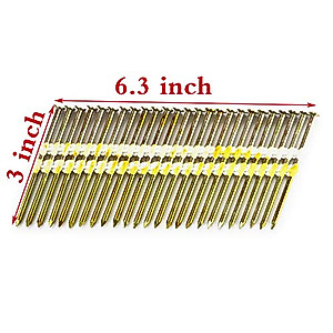 BHTOP 3 Inch Framing Nails, 21 Degree Bright Smooth Shank Plastic Collated Nails for Framing Nailer, 3 x .131,(1000 per Box)