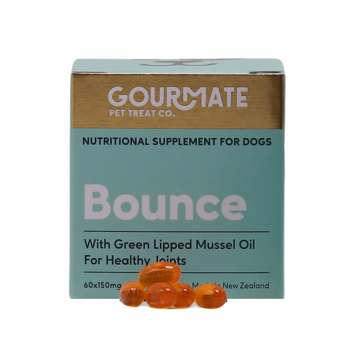 Gourmate Pet Treat Co Bounce Hip & Joint Supplement for Dogs - Dog Supplements & Vitamins with Green Lipped Mussel & Hoki Fish Oil, Omega-3s - Mobility Support for Small to Large Breeds - 60-Count