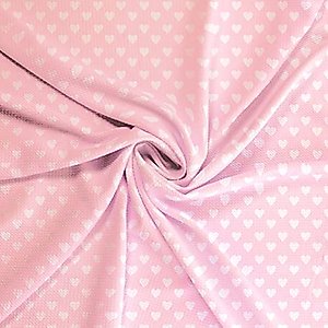 Light Pink White Hearts Liverpool Bullet Fabric Textured Knit Jersey 4 Way Stretch - 6 Inch Strip
