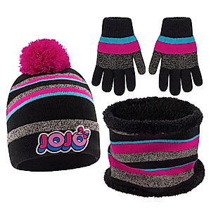 Nickelodeon Girls Winter Hat, Scarf, And Kids Gloves Sets, Jojo Siwa Beanie For Ages 4-7