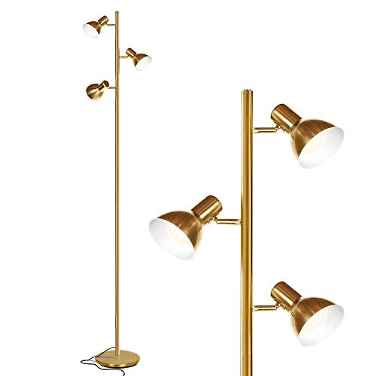 Brightech Ethan Floor Lamp, Dimmable Standing Lamp for Bedroom Reading, Great Living Room Décor, Modern LED Lamp for Living Rooms, Tall Tree Lamp for Offices - Brass