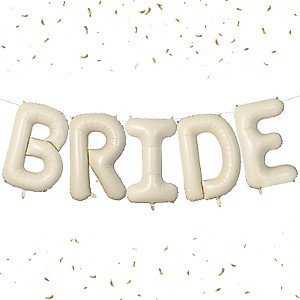 Biapian 40 Inch BRIDE Letter Balloons, Big Cream BRIDE Foil Balloons, 5 Pcs Giant Foil Large Aluminum Balloon Helium for Wedding Bridal Shower Anniversary Engagement Bachelorette Party Decoration