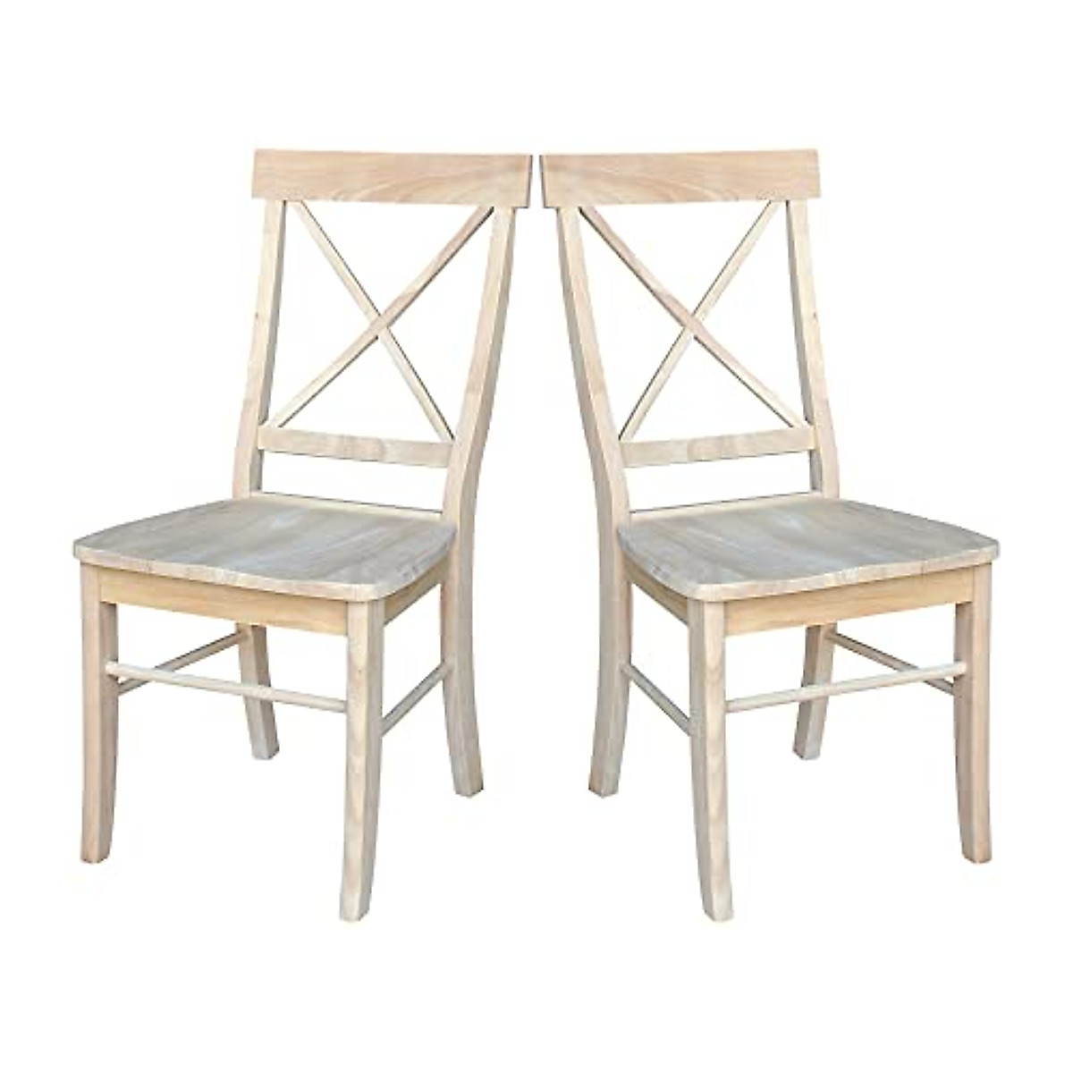 International Concepts Pair of X-Back Dining Chairs, Unfinished Wood