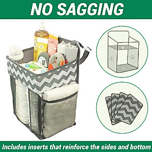 Babywards Hanging Diaper Caddy Organizer - Large Nursery Storage for Essential Newborn Baby Items - 2 Compartments, 3 Mesh Pockets - Durable Hooks to Hang on Bassinet, Changing Table, Crib