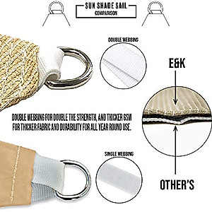E&K Sunrise 12' x 14' Light Grey Rectangle Sun Shade Sail Outdoor Shade Cloth UV Block Fabric,Curve Edge-Customized