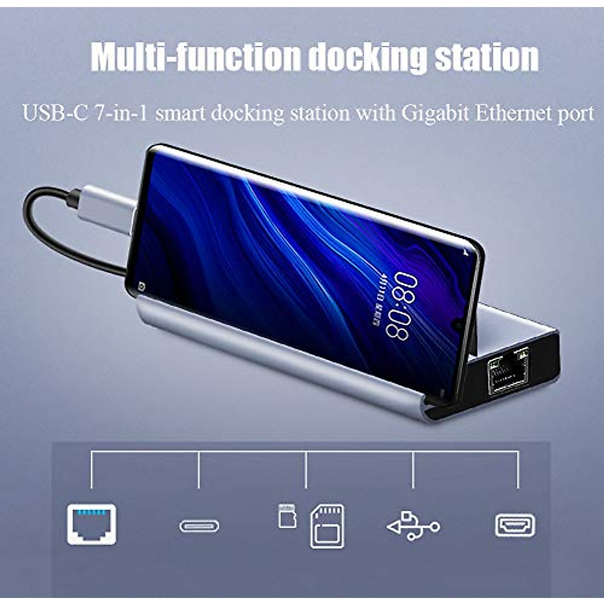 XUNMAIFHB Portable Docking Station,7 in one USB C HUB USB C to HDMI MacBook Computer USB C with Stand & PD Fast Transmission