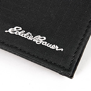 Eddie Bauer Men Signature Bifold Passcase Wallet (Available in Cotton Canvas, Ripstop Nylon-Black, One Size