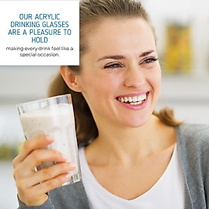 12 Oz Drinking Glasses Tritan Acrylic Cups Set By Decor Works - Glassware Plastic Tumblers - Water Glasses Acrylic Glasses - BPA Free & Durable - Dishwasher Safe Drinking Glasses Set Of 6