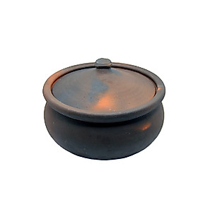 High Wind Flamed Dark Primitive Cooking Pot - Pre Seasoned - Made from Fire Clay: Suitable for Stove Top and Open Fire
