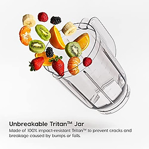 IRIS USA 3-Speed High-Power Professional-grade Countertop & Kitchen Blender - 50 oz Tritan Jar, Titanium-Coated Stainless Steel -Blades, Charcoal Black -for Smoothies, Frozen Drinks, Protein Shakes