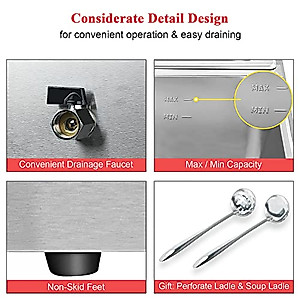 Commercial Food Warmer, 13.7 Qt Steam Table Buffet Food Warmers 1500W 110V 5-Pan Stainless Steel Bain Marie Soup Warmer Adjustable Temp 86-185℉Warmers for Food Party, Catering, Restaurants w/2 Ladles