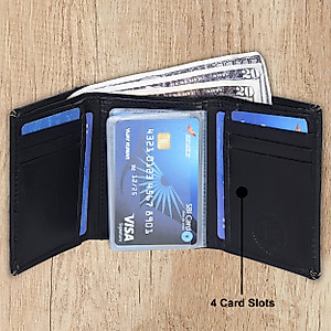 Denim Men's Trifold Designer Wallet - Sleek and Slim Includes ID Window and Credit Card Holder by Leatherboss