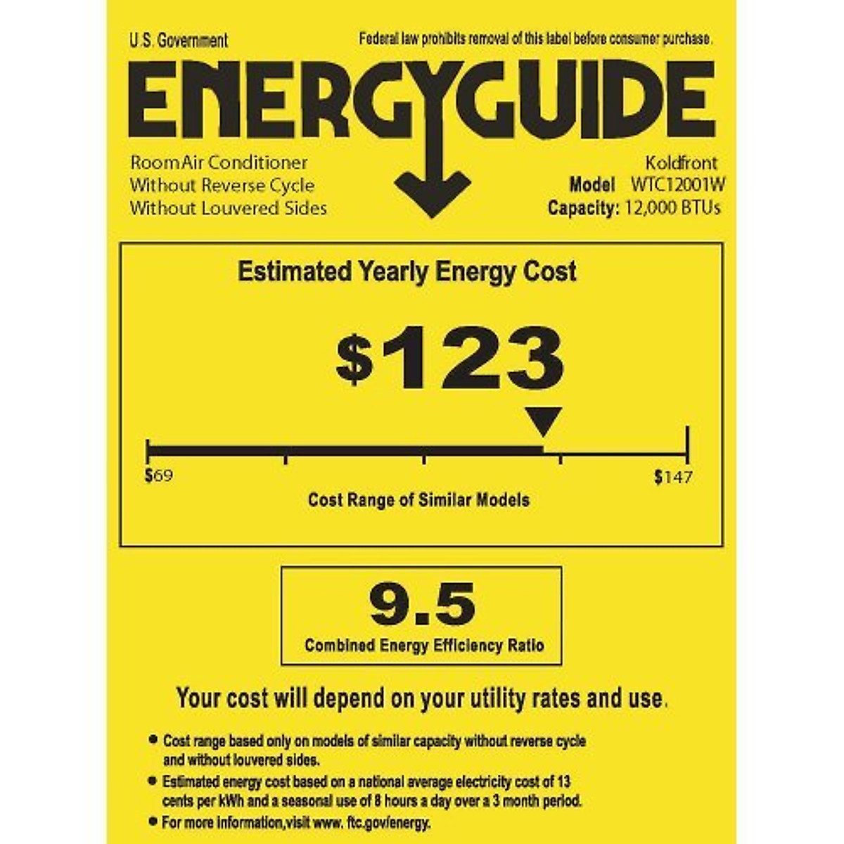 Koldfront WTC12001W 12,000 BTU 208/230V Through the Wall Heat/Cool Air Conditioner