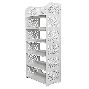 Maximize Closet Space with a Six-Tier Wood-Plastic Shoe Organizer: Stylish Decorative Shoe Stand for Home Organization and Entryway Furniture - Multifunctional Storage and Space-Saving Rack