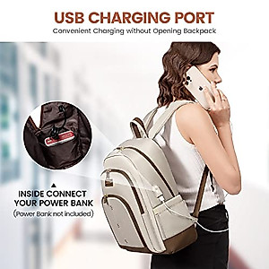 LOVEVOOK Travel Laptop Backpack Women,15.6 Inch Water Resistant Travel Backpack for Women,Work Computer Back Pack for College Business,Khaki