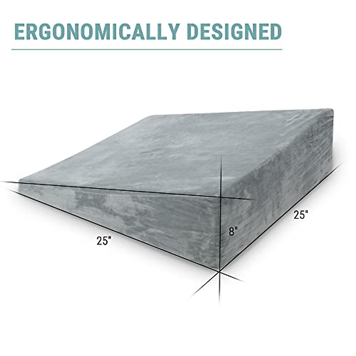 Bed Wedge Pillow with Memory Foam Top for Sleeping, 8 Inch Elevated Support Triangle Pillow for Reading and Rest, Bed Pillow for Legs and Back Support with Washable Cover