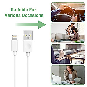 Marchpower iPhone 14 Charger Cord-3Pack 3ft 6ft 10ft MFi Certified Lightning Cable USB-A Fast Charging Cable Compatible with iPhone 13 12 11 Mini Pro Max SE X XS XR 8 7 6 Plus iPod iPad AirPods, White