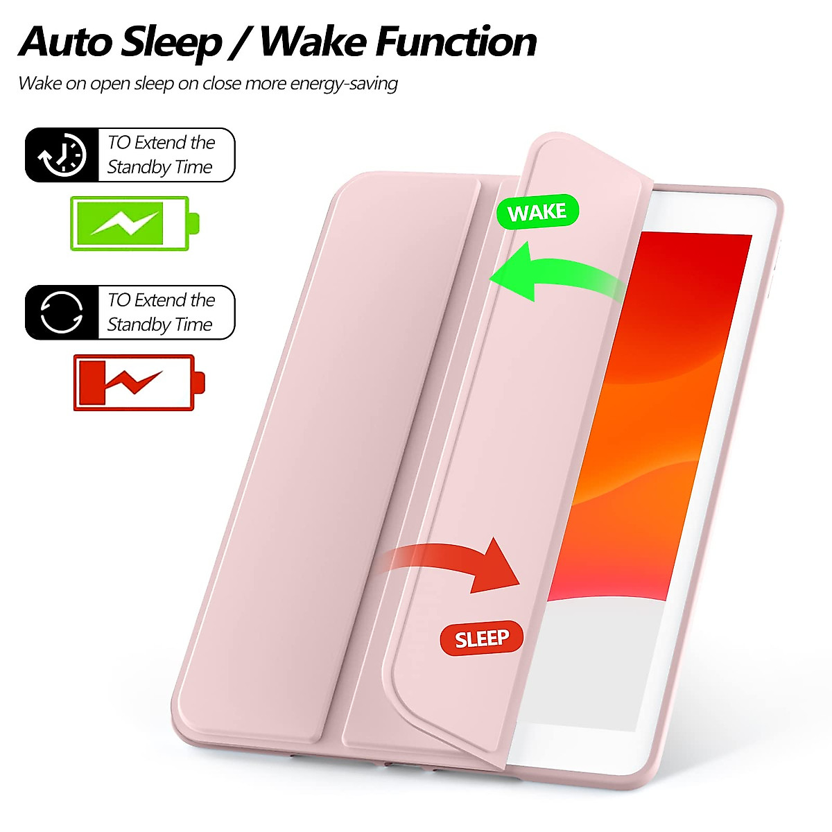 Aoub Case for iPad 6th Generation 2018/iPad 5th Generation 2017 9.7 Inch Case, Trifold Stand Protective Slim Lightweight Smart Cover, Auto Sleep/Wake, Soft TPU Back Case for ipad 9.7 inch - Light Pink