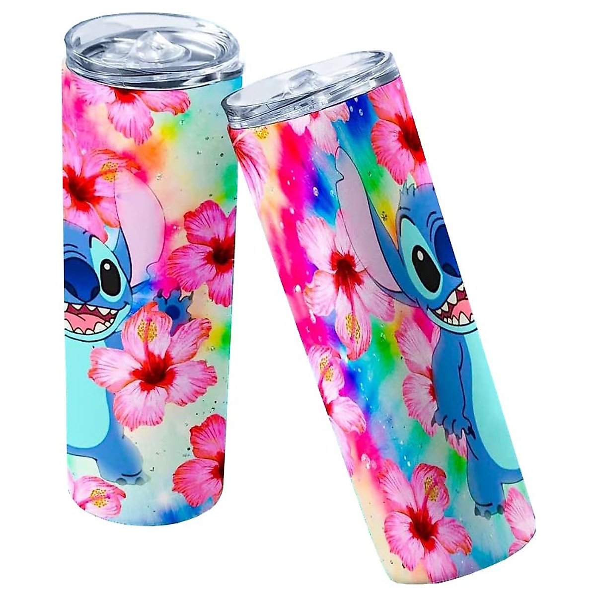 SupBo 20oz Skinny Tumbler With Lid and Straw, Gifts for Kids, Birthday Gifts, Travel Mug For Friends, Stainless Steel, Double Wall, Vacuum Sealed Travel Mug (Cute Stitch)