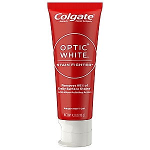Colgate Optic White Stain Fighter Stain Removal Toothpaste, Fresh Mint Gel, 4.2 Oz