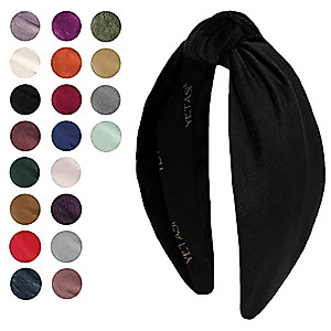 YETASI Velvet Black Headbands Women, Headbands Girls Headbands Trendy, Womens Headbands are Knotted Headbands for Women's Hair, Cute Headbands for Women, Top Knot Fashion Designer Headband