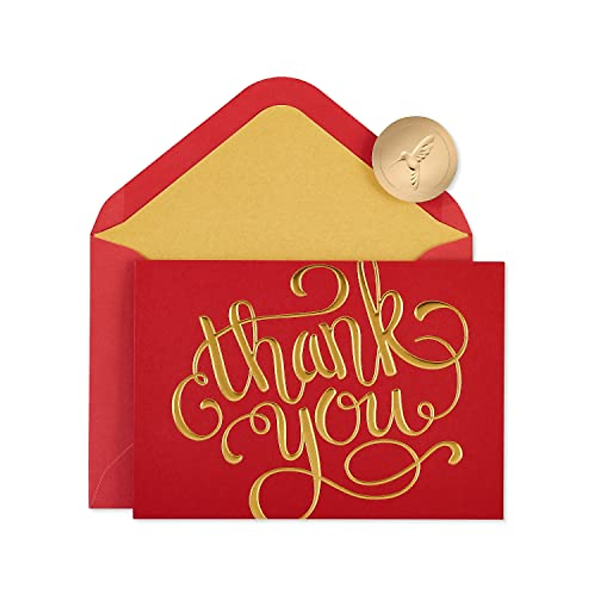 Papyrus Blank Holiday Thank You Cards Boxed with Envelopes, Blank Red and Gold (12-Count)