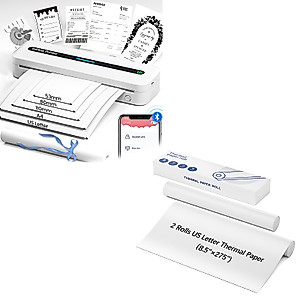 Omezizy Portable Printer Wireless Travel - Upgarde Portable Thermal Printer with Paper Bin, Portable Printers Wireless for Travel, Rechargeable Travel Printer Support US Letter and Multiple Sizes