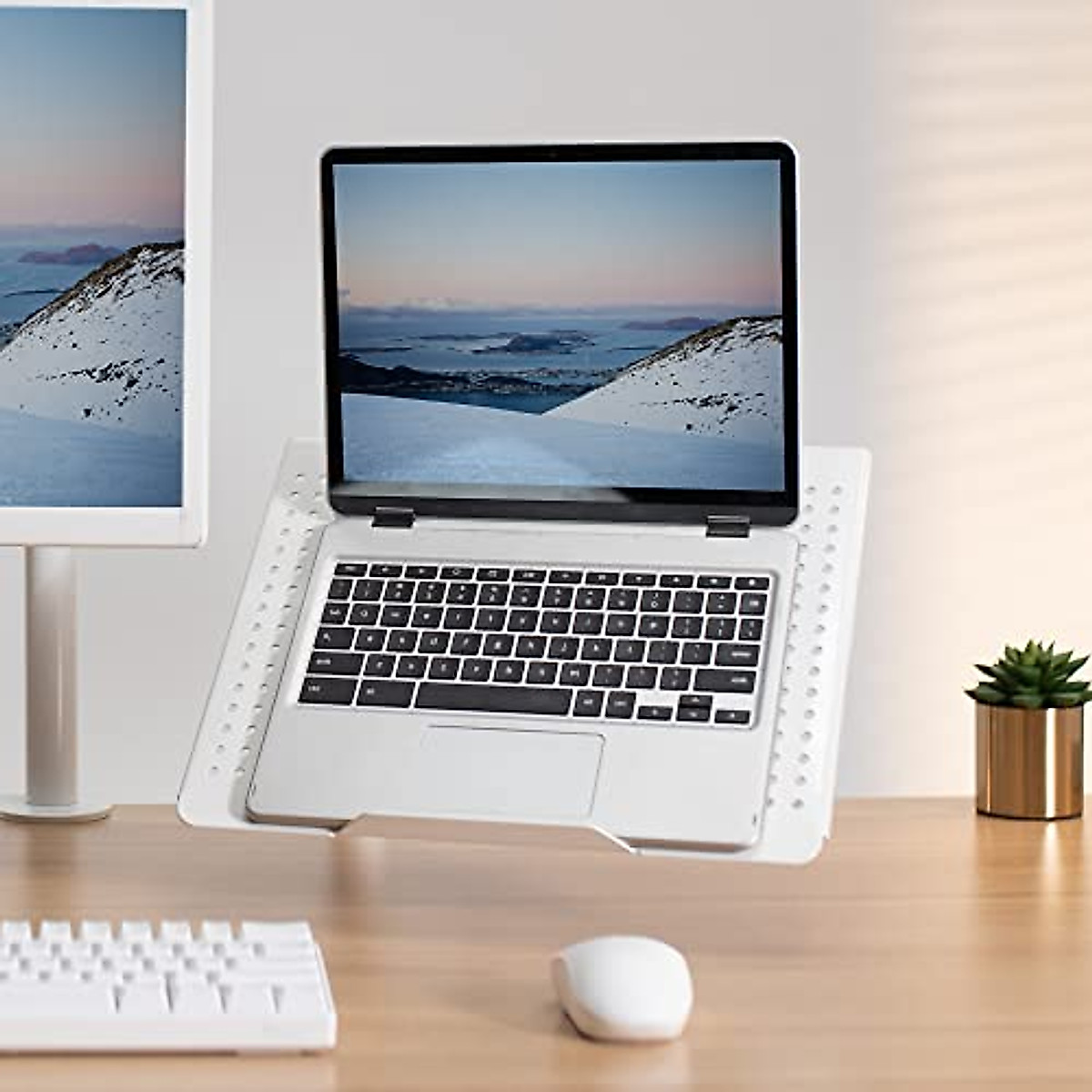 VIVO Single Laptop Notebook Desk Mount Stand, Fully Adjustable Extension with C-clamp, Fits up to 17 inch Laptops, White, STAND-V001LW