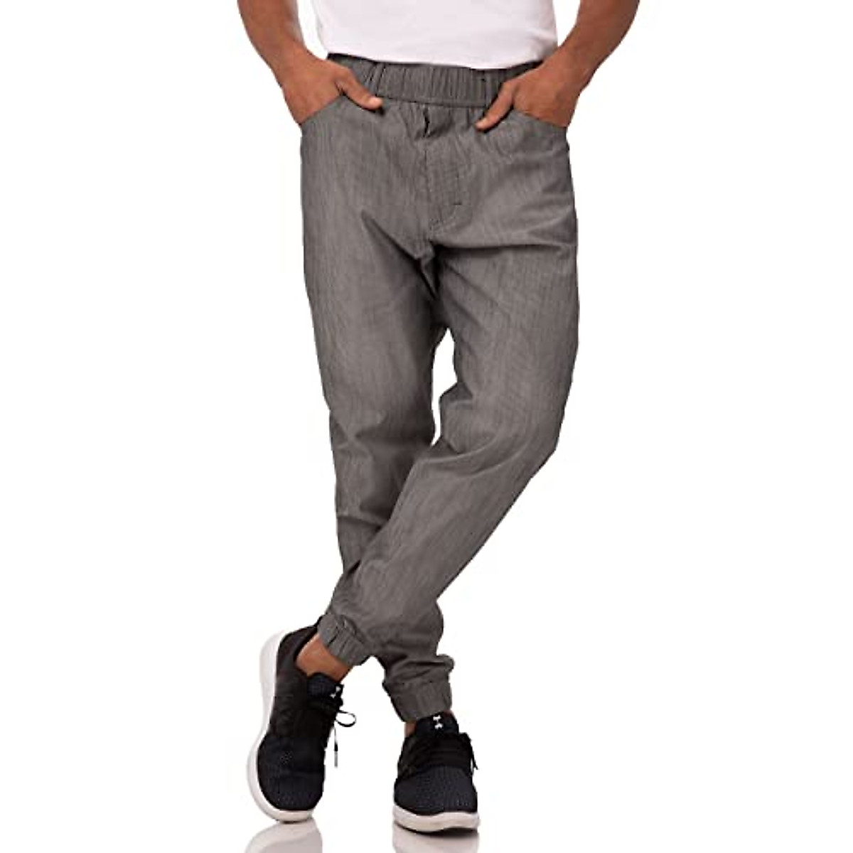 Chef Works Men's Jogger 257 Chef Pants, Black White Stripe, Large