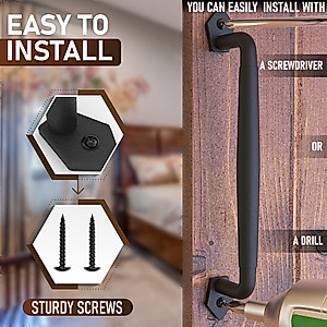 VivaLight 12 Inch Round Rustic Barn Door Handle - Solid Steel Black Pull for Sliding Doors, Gates, Garages, Sheds, Closets, Pantries - Durable & Stylish - Easy Install