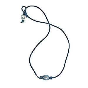 Tahitian Black Pearl on Black Leather Chain
